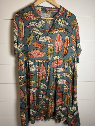 Double D Ranch Flight Feather Dress XL Lined short sleeve BOHO western ...