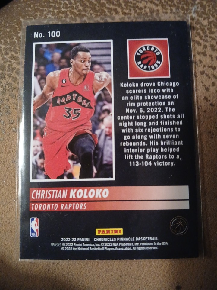 2022-23 Panini Chronicles #100 Christian Koloko Pinnacle Base RC | eBay