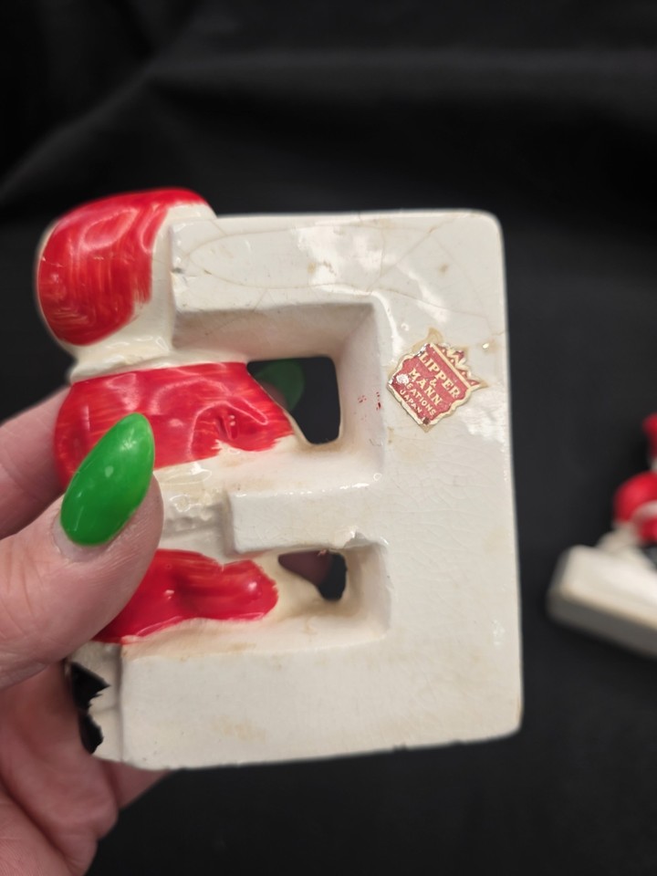 Vtg Lipper Mann Santa Holly NOEL Letters Ceramic Candleholder E AND L ...