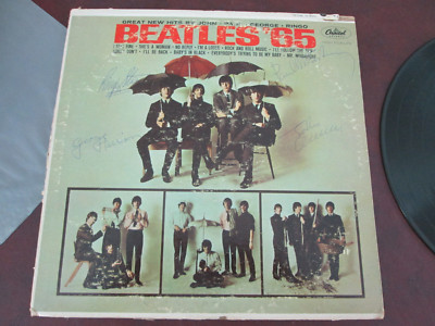 (WOW) BEATLES 65 ALBUM COVER SIGNED BY ALL 4 BEATLES-FEC AUTHENTICATED ...