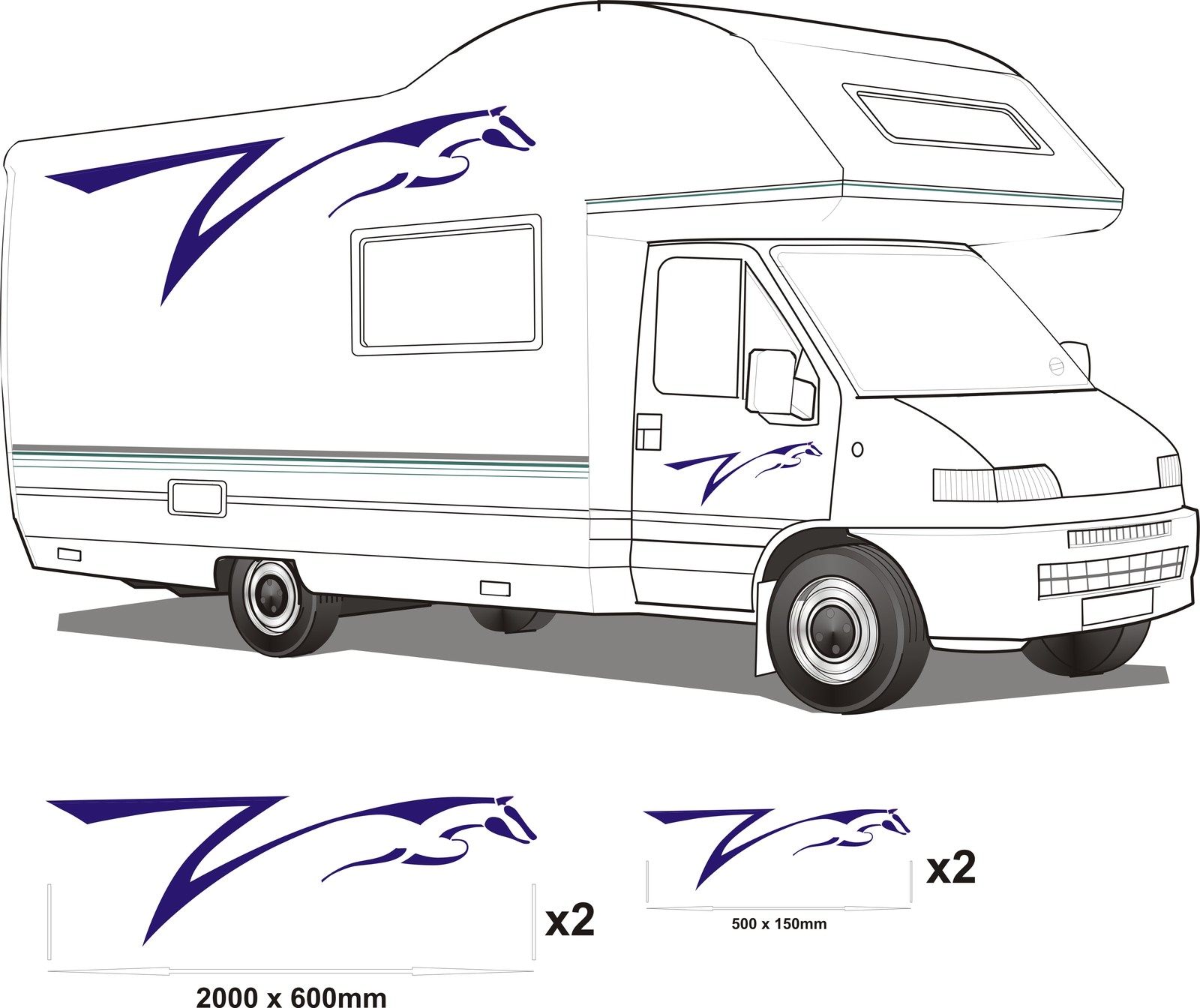 MOTORHOME VINYL GRAPHICS STICKERS DECALS SET CAMPER VAN RV CARAVAN ...