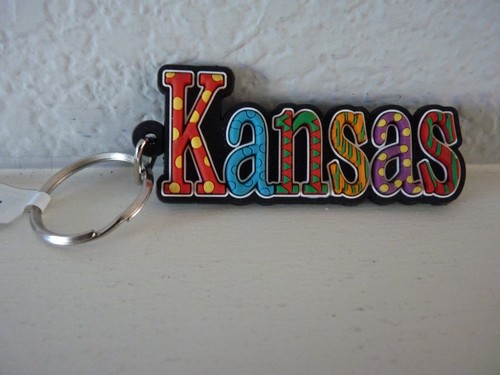 KANSAS Souvenir Keychain Multicolor Letters Soft Plastic 4.5" Free ...