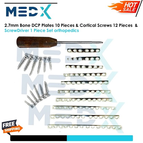 2.7mm Bone DCP Plates 10 Pcs & Cortical Screws 12Pcs & Screwdriver 1 Pc ...