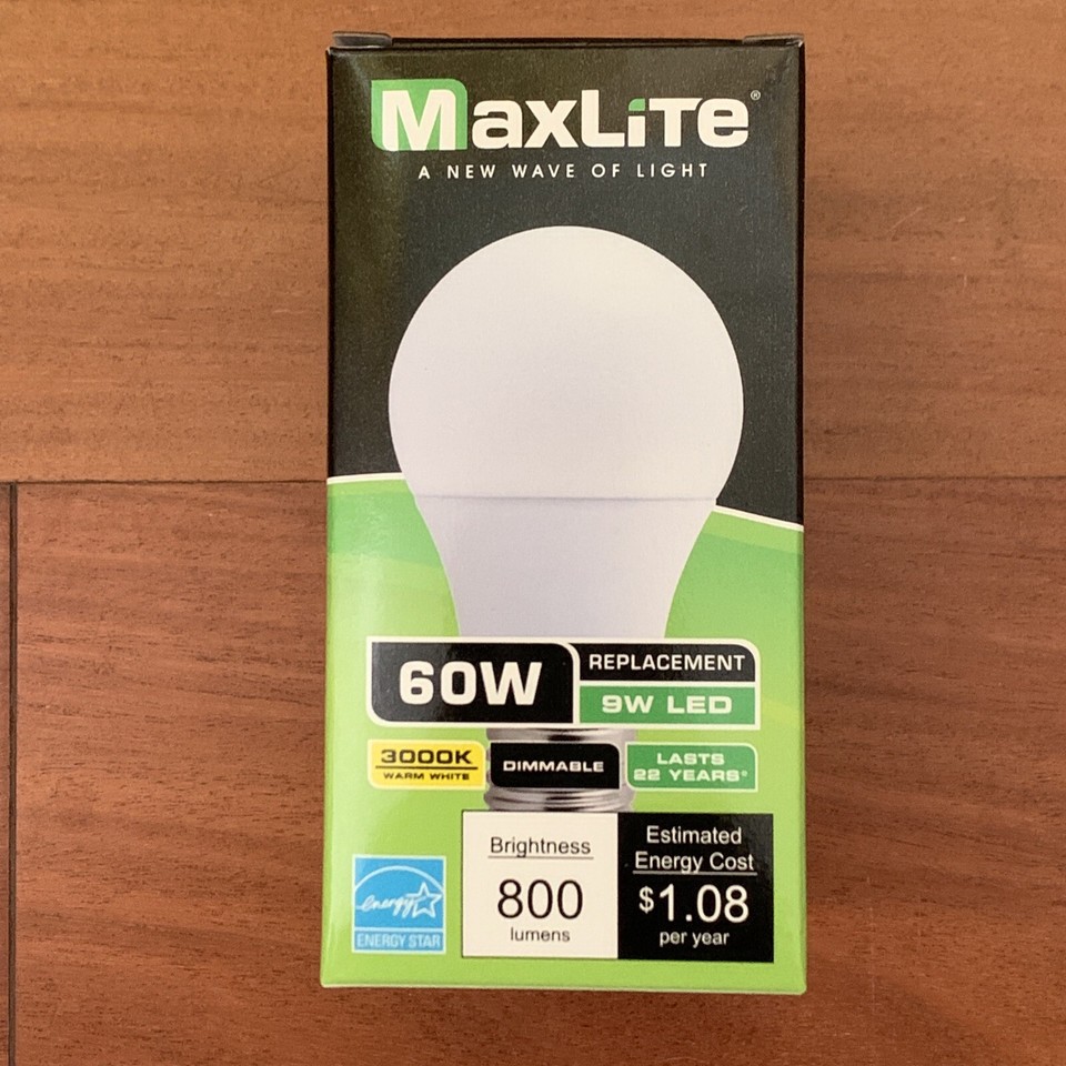 50-Pack 60W Replacement 9W LED Bulbs 800L Warm White 3000k A19 Dimmable ...