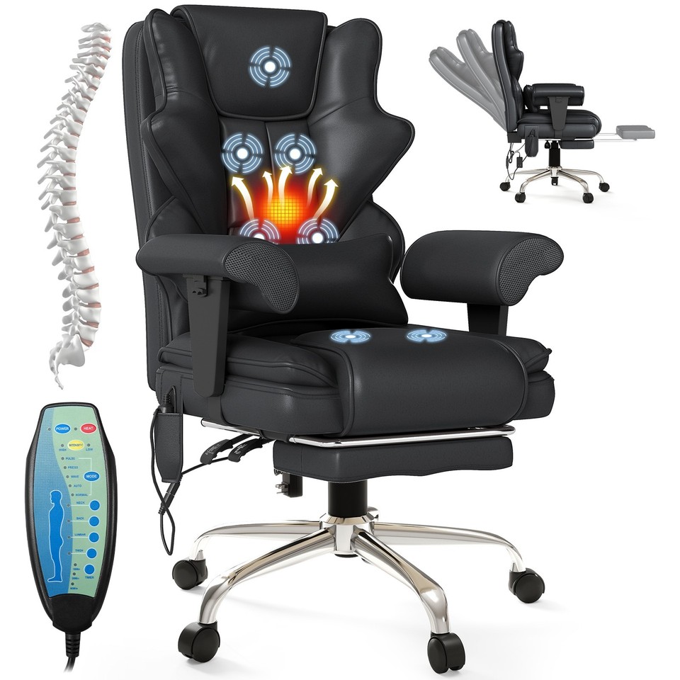 7-Point Massage & Heat Office Chair - High Back Executive Ergonomic ...