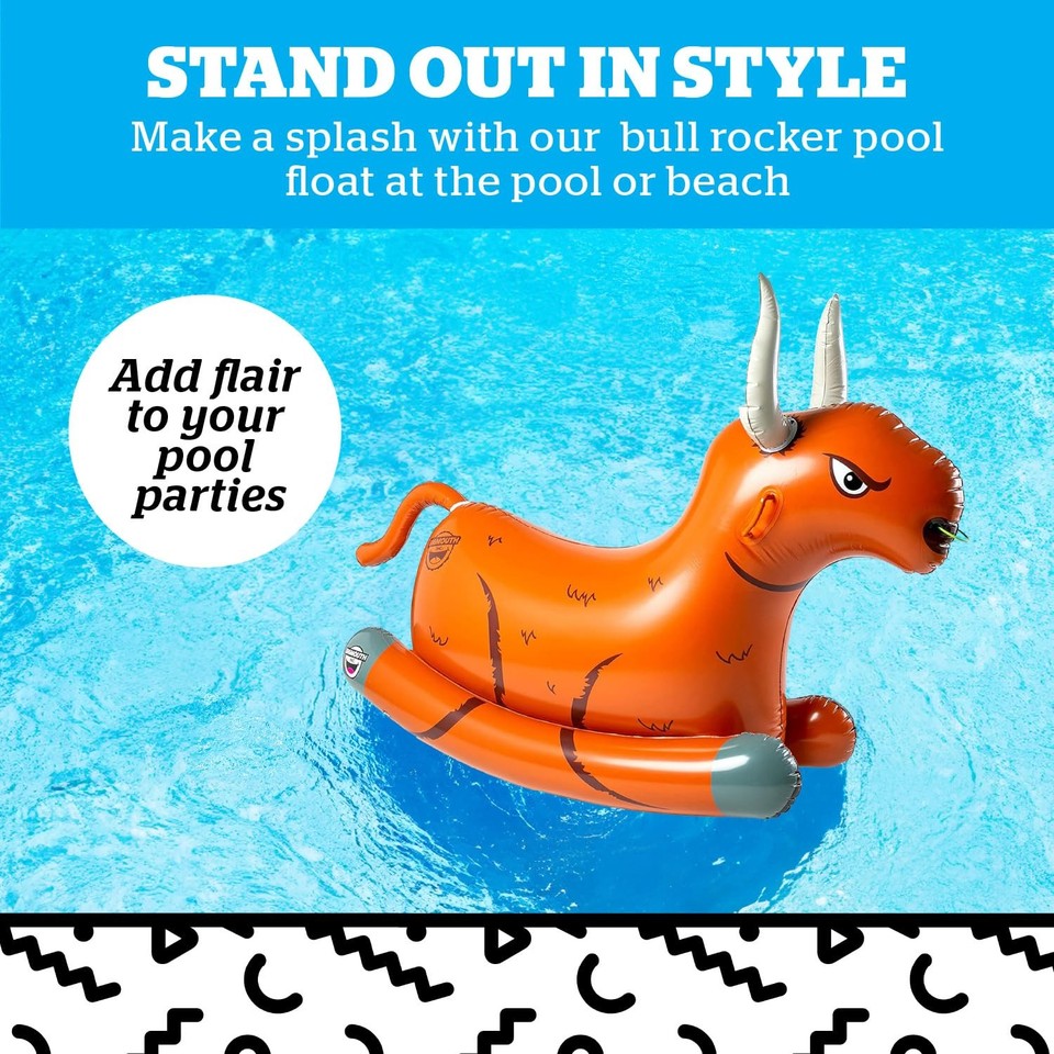 Inc. Giant Bull Rocker Pool Float, Inflatable Summer Party Water Toy ...