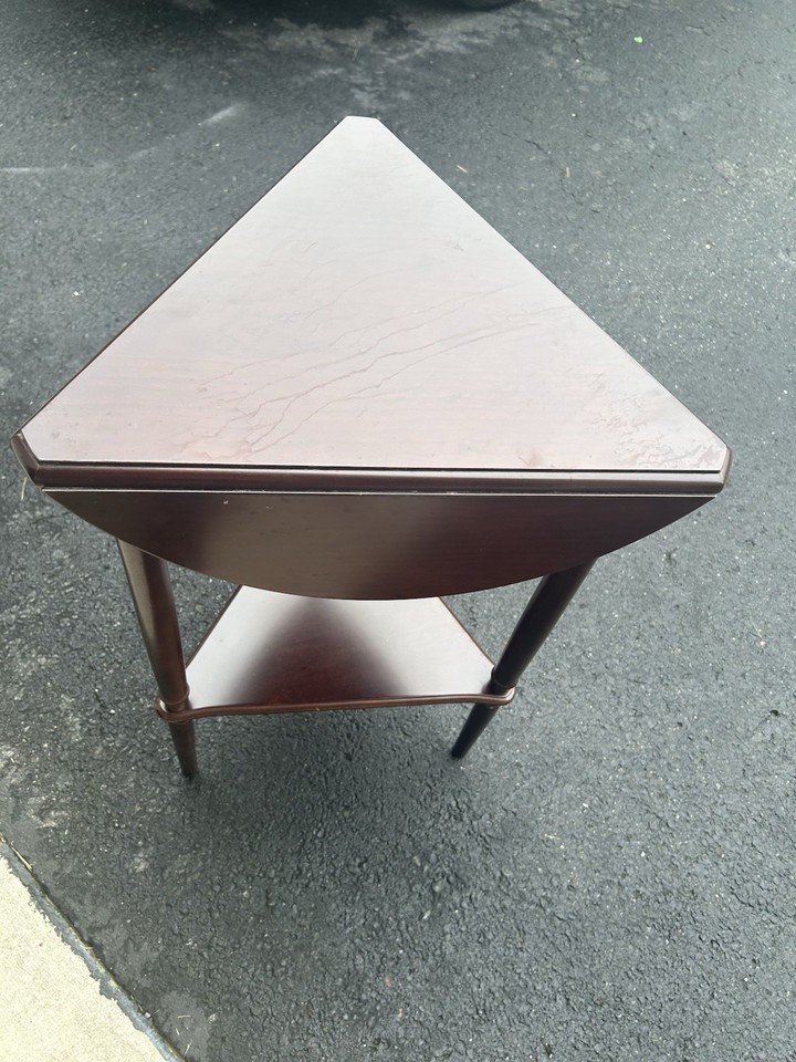 Vintage Bombay Company Triple Drop-Leaf Wooden Table Triangle or Round ...