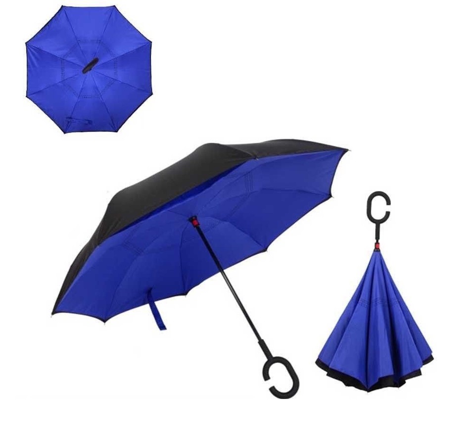 New Double Layer C-Handle Upside Down Waterproof Reverse Umbrella ...