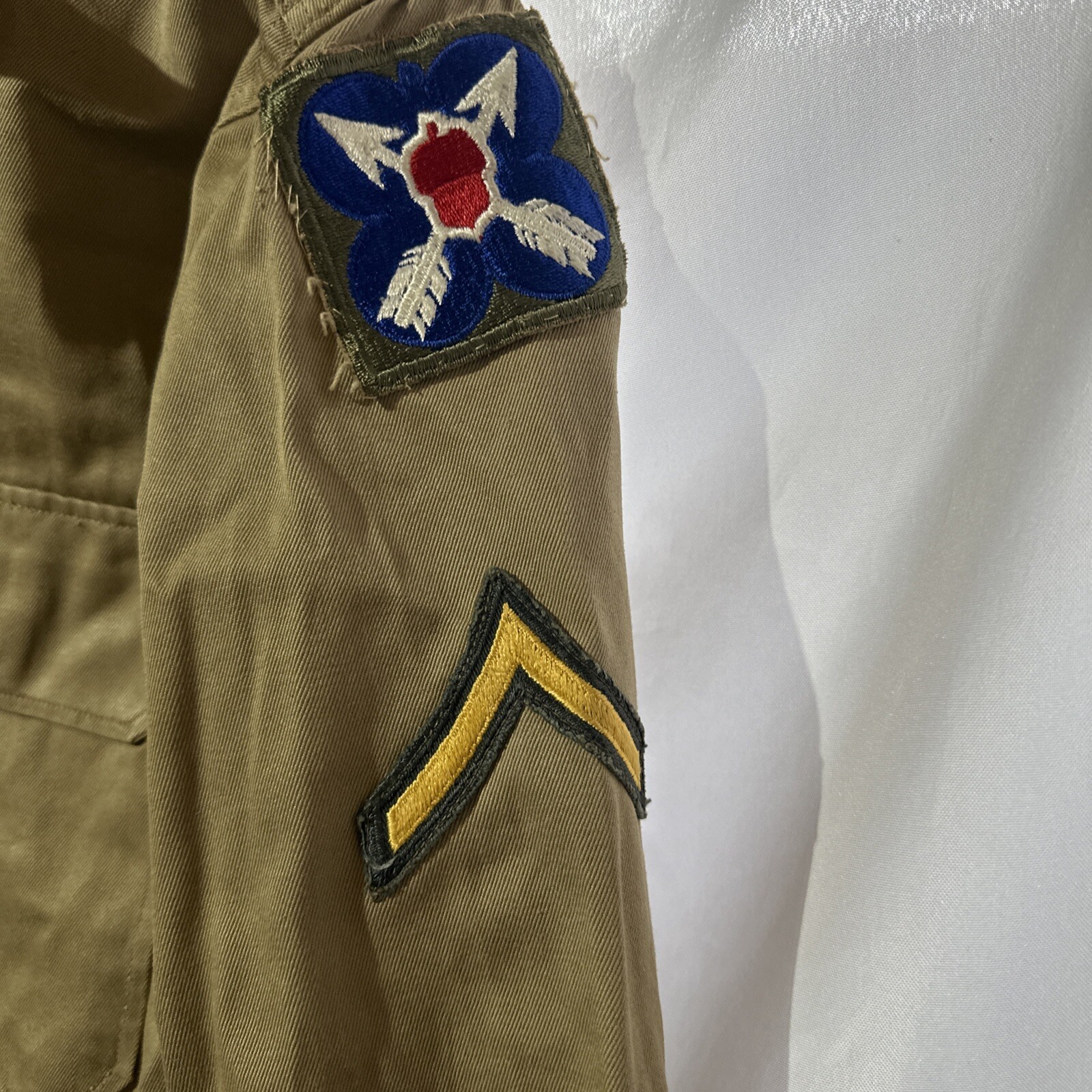 VTG 50s US Army Khaki Cotton Twill Uniform Shirt Size… - Gem