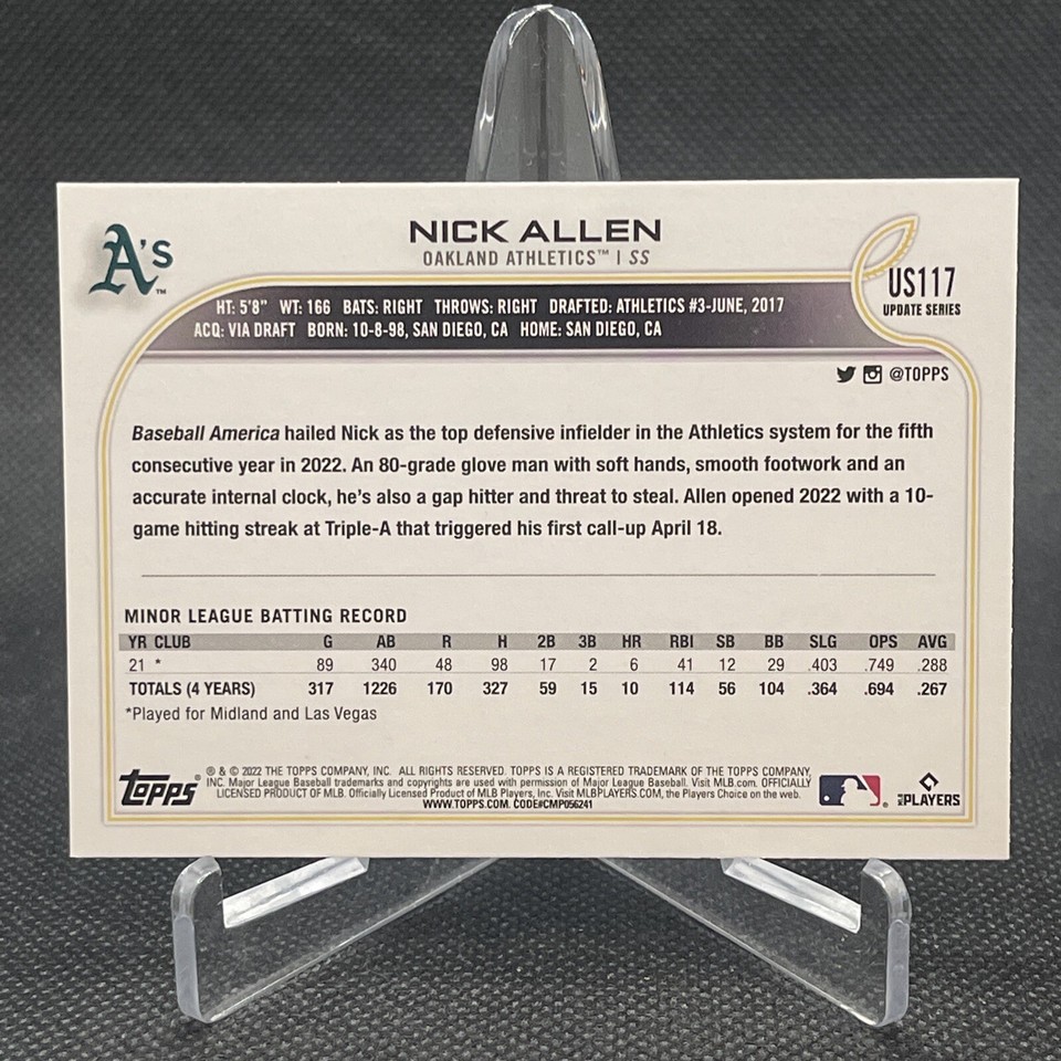 2022 Topps Update #US117 Nick Allen Rookie Card Oakland Athletics | eBay