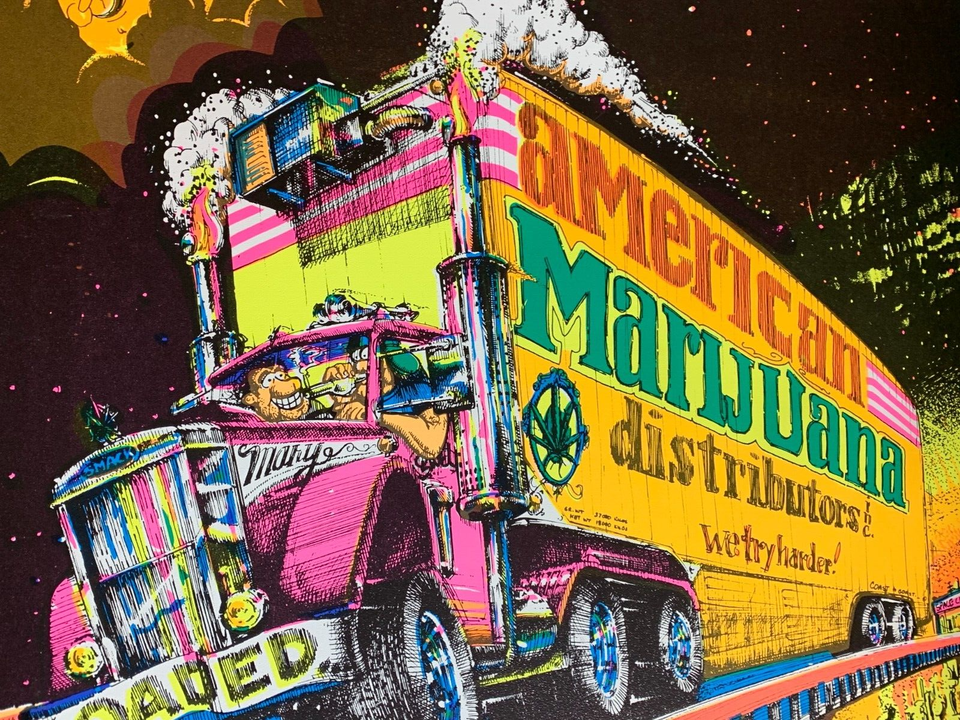 MIDNITE RIDER VINTAGE 1973 BLACKLIGHT HEADSHOP POSTER By BILL HOORMAN ...