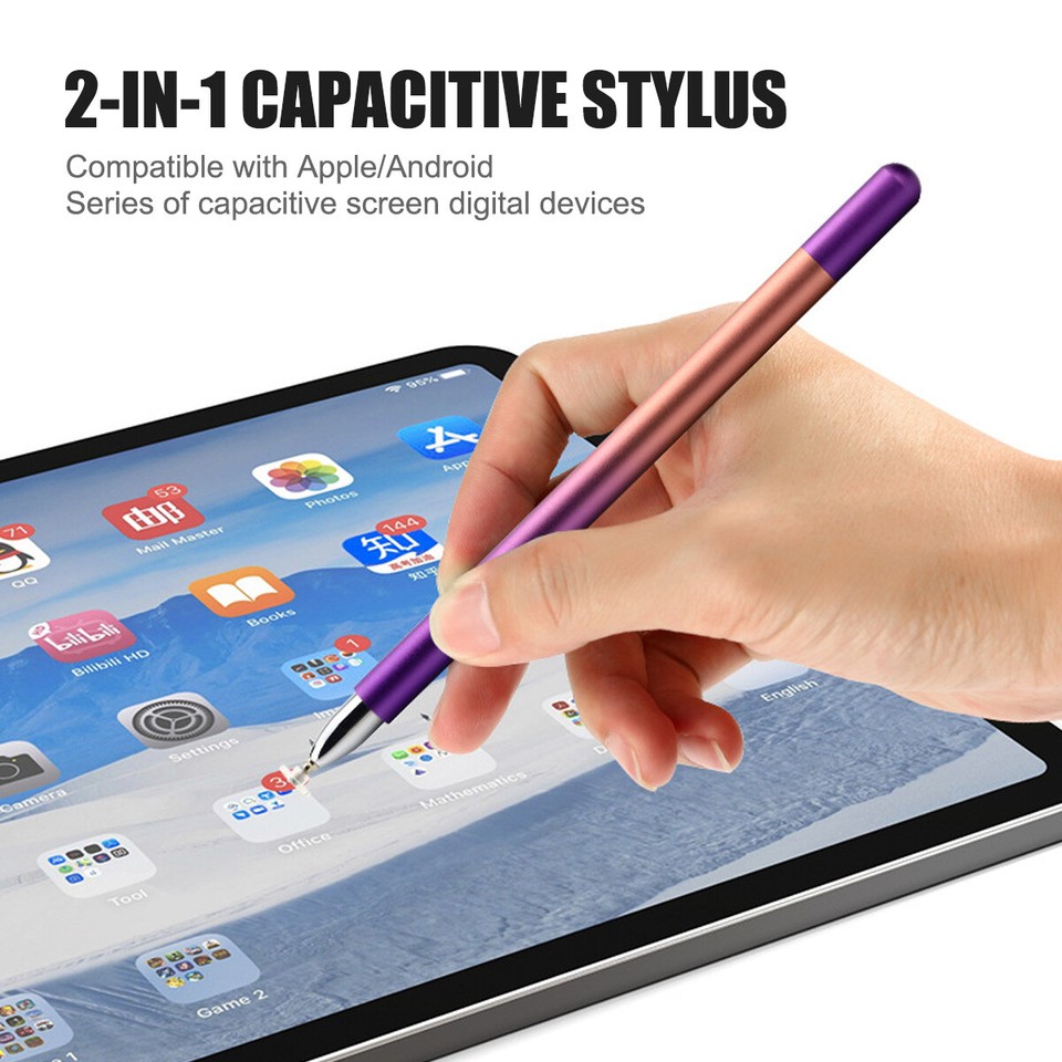 2 in 1 Touch Screen Pen Stylus Universal For iPhone iPad Samsung Tablet ...
