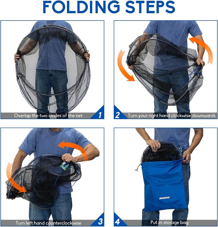 Foldable Fishing Net Landing Fishing Pier Nets Pulling Up Fish Rope ...