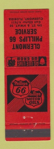 Matchbook Cover - Phillips 66 oil gas Clermont FL | eBay