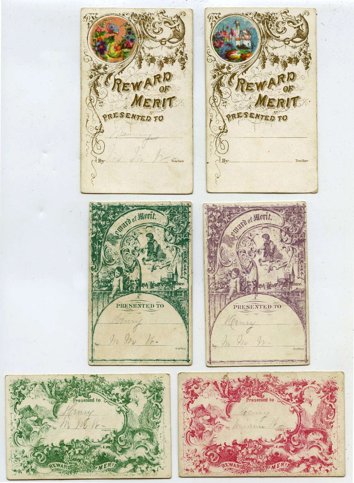 SIX ORIGINAL ca 1800s REWARD OF MERIT CERTIFICATES ENGRAVINGS | eBay