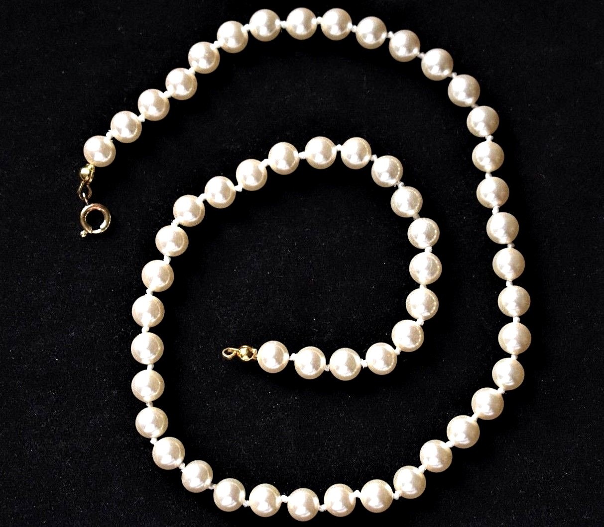 VTG Faux Pearl Knotted Rope Choker Necklace Retro Costume Jewelry 16 ...