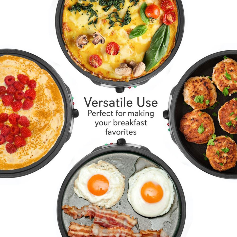 NutriChef Electric Griddle Crepe Injera Maker Hot Plate Cooktop (Open ...