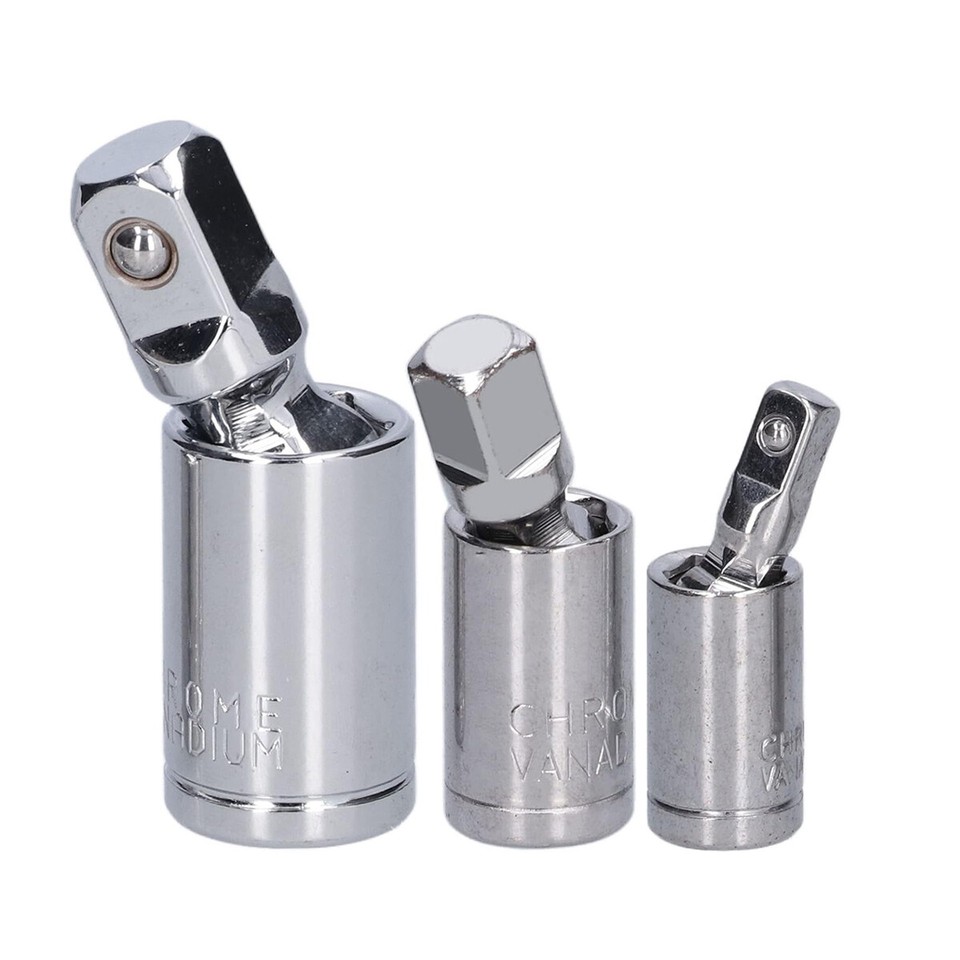 3PCS Universal Joint Socket Set, 1/4” 3/8” 1/2” Drive Swivel Socket ...