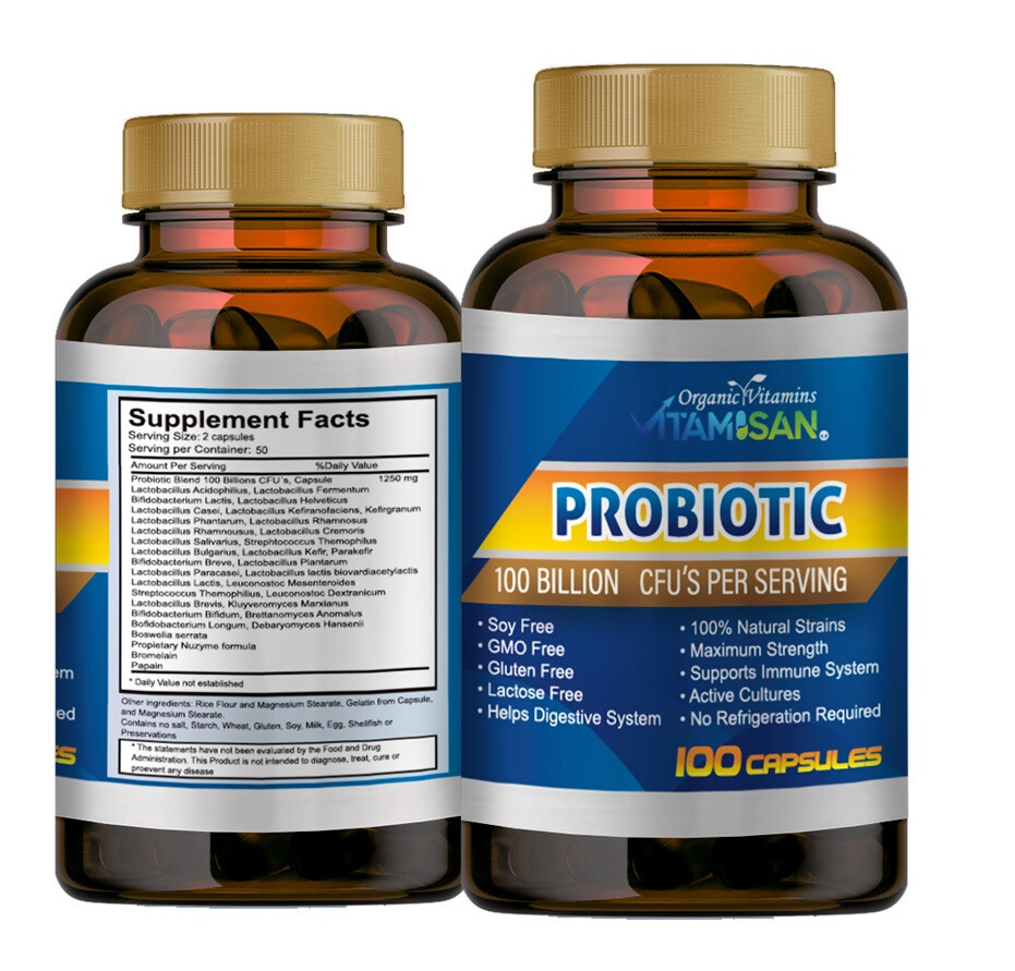 Probiotic 100 Billion CFU Guaranteed Potency Digestive Immune Health ...