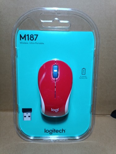 Logitech M187 Wireless Mini Mouse Red tiny Small kids Portable cute 910 ...