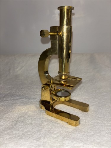 Solid Brass Microscope Vintage Student Microscope 7 Inch Rare Monocular ...