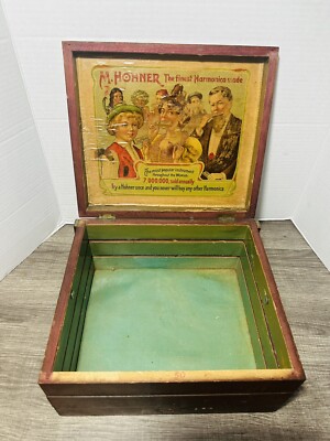 Antique M. Hohner Harmonica Store Display Case Box Advertisement ...