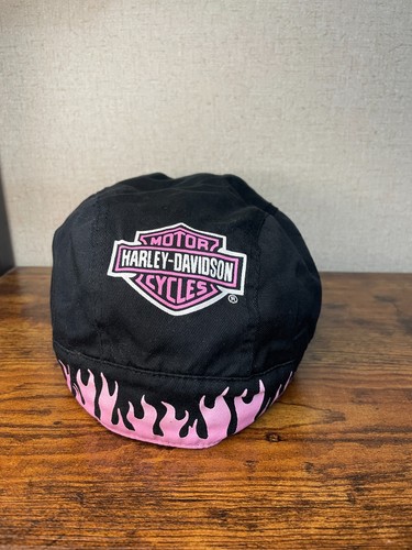 Harley Davidson Doo Rag Tie Scarf Bandana Cap Cotton Riding Pink Flame ...