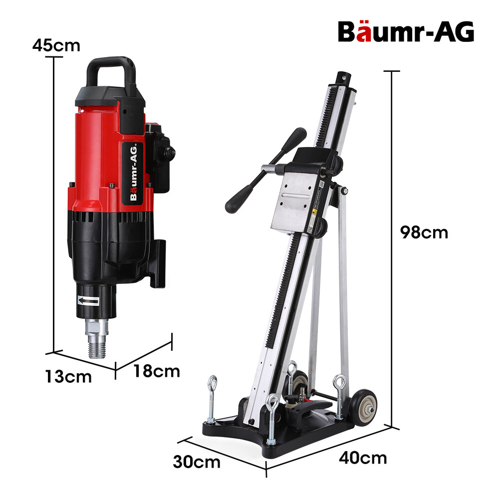 PRESALE BAUMR-AG Diamond Core Drill + Wheeled Rig Stand Wet/Dry 3200W ...