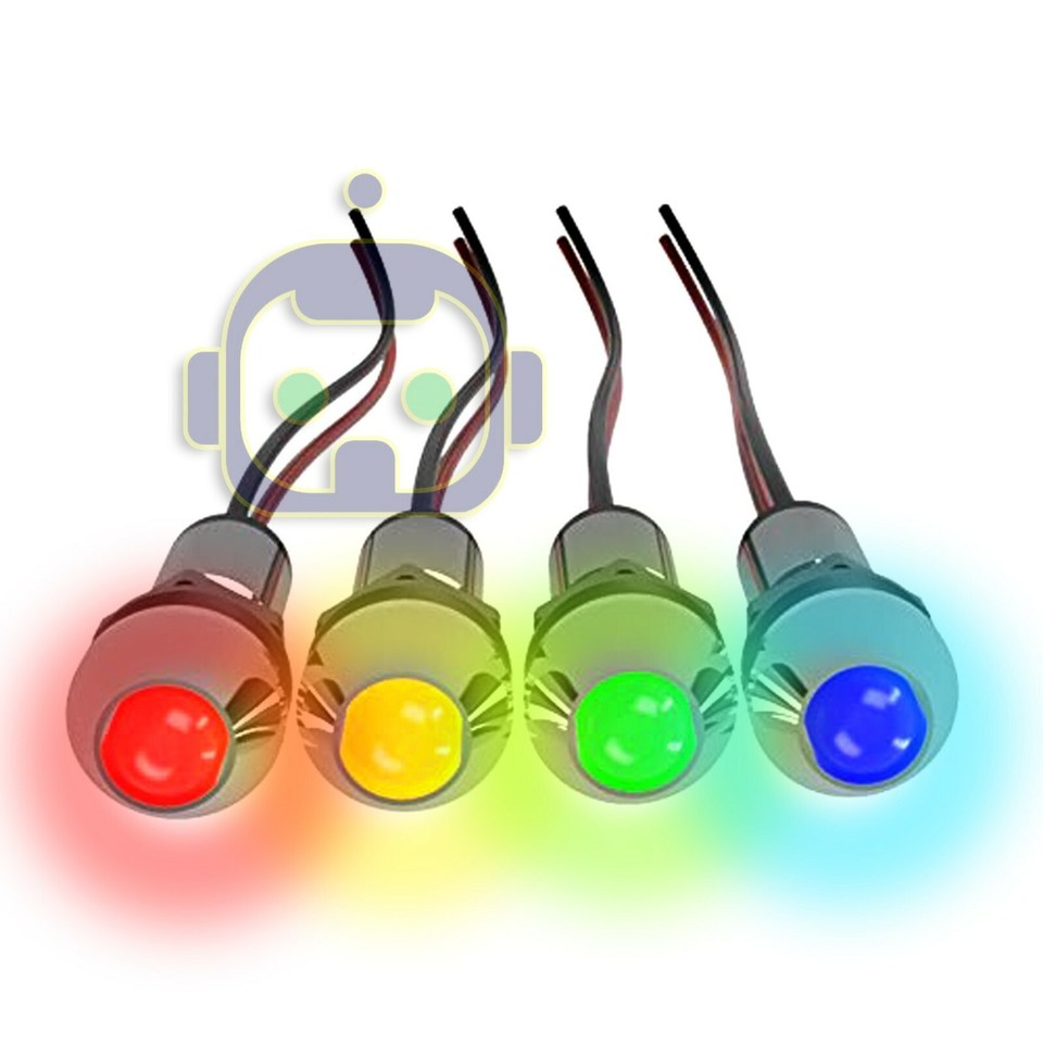 2~10 PCS 8mm Wired LED Diode Metal Case PANEL INDICATOR WARNING LIGHT ...