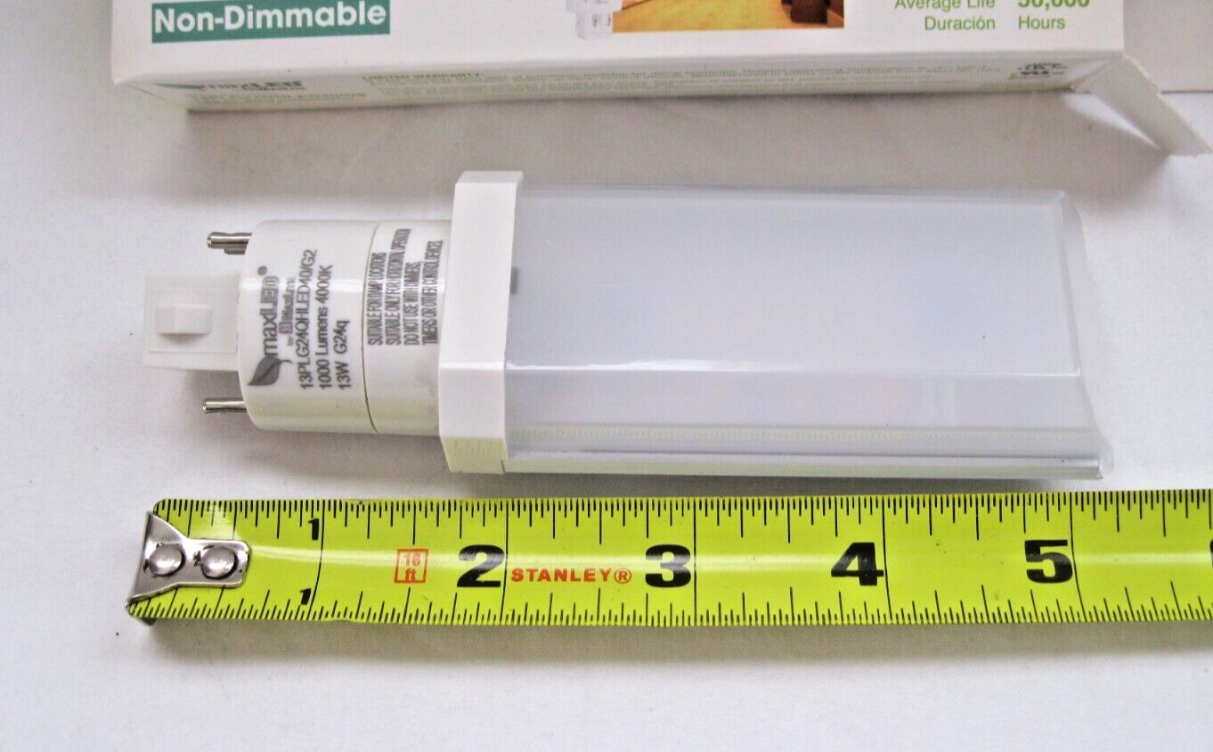 MAXLITE MAX LED 13W PL G24Q 4-Pin LED Light Bulb Replaces 26W CFL ...