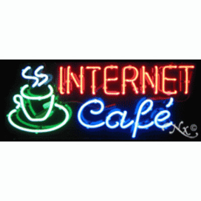 BRAND NEW "INTERNET CAFE" 32x13 W/LOGO REAL NEON SIGN w/CUSTOM OPTIONS ...
