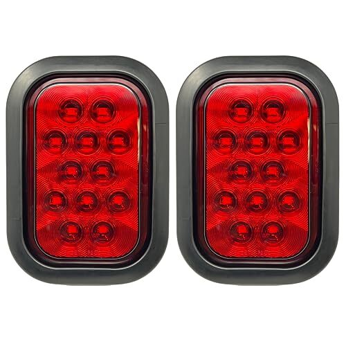 K Parts 5x3 2x Red Rectangle 12 Led Stop/turn/tail/parking Light Tow ...