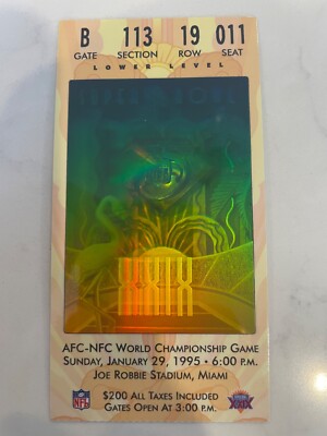 Super Bowl XXIX Ticket Stub San Francisco 49ers Joe Montana Jerry Rice ...