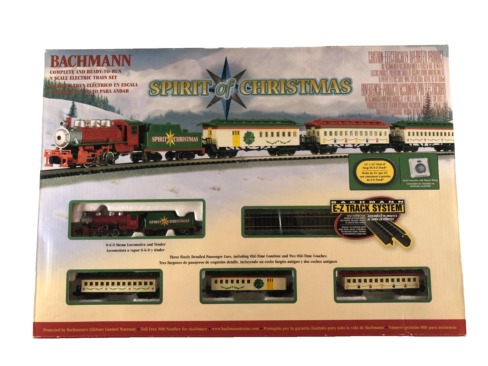Bachmann N Scale Spirit of Christmas Passenger Set Train BAC24017