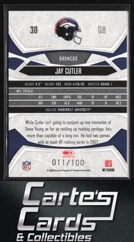 Jay Cutler 2008 Donruss Gridiron Gear #30 Gold Holofoil O's Broncos 11/ ...