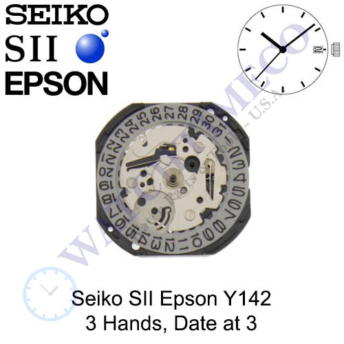 Genuine Seiko SII Epson Y142 Watch Movement Japan 3 Hands, Date at 3 | eBay