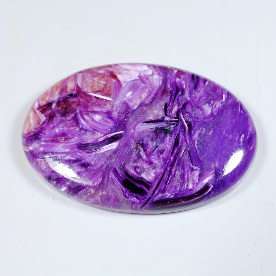 RARE NATURAL HIGH QUALITY PINK PURPLE CHAROITE OVAL CABOCHON GEMSTONE ...