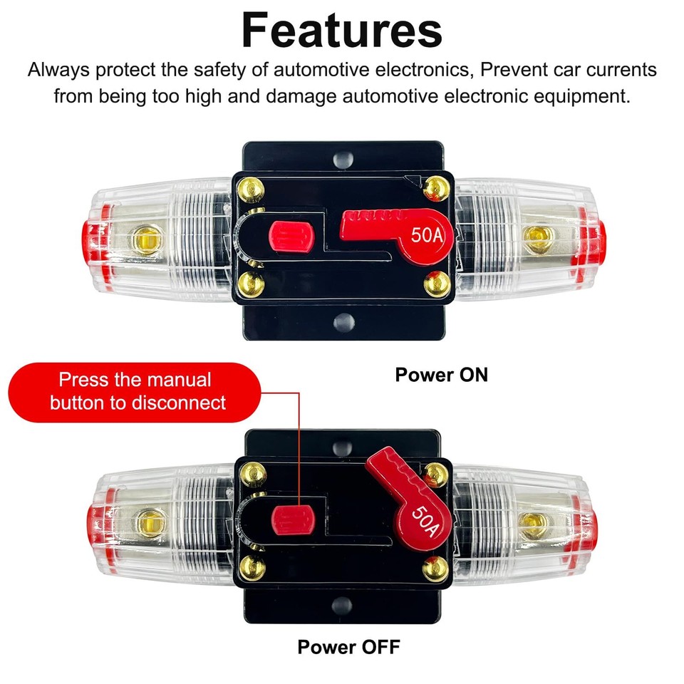 50Amp Waterproof Circuit Breaker Switch Fuse for Boat Trolling Motor ...