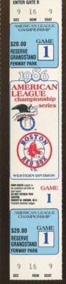 Baseball Ticket 1986 ALCS GM 1 Boston Red Sox California Angels Roger ...