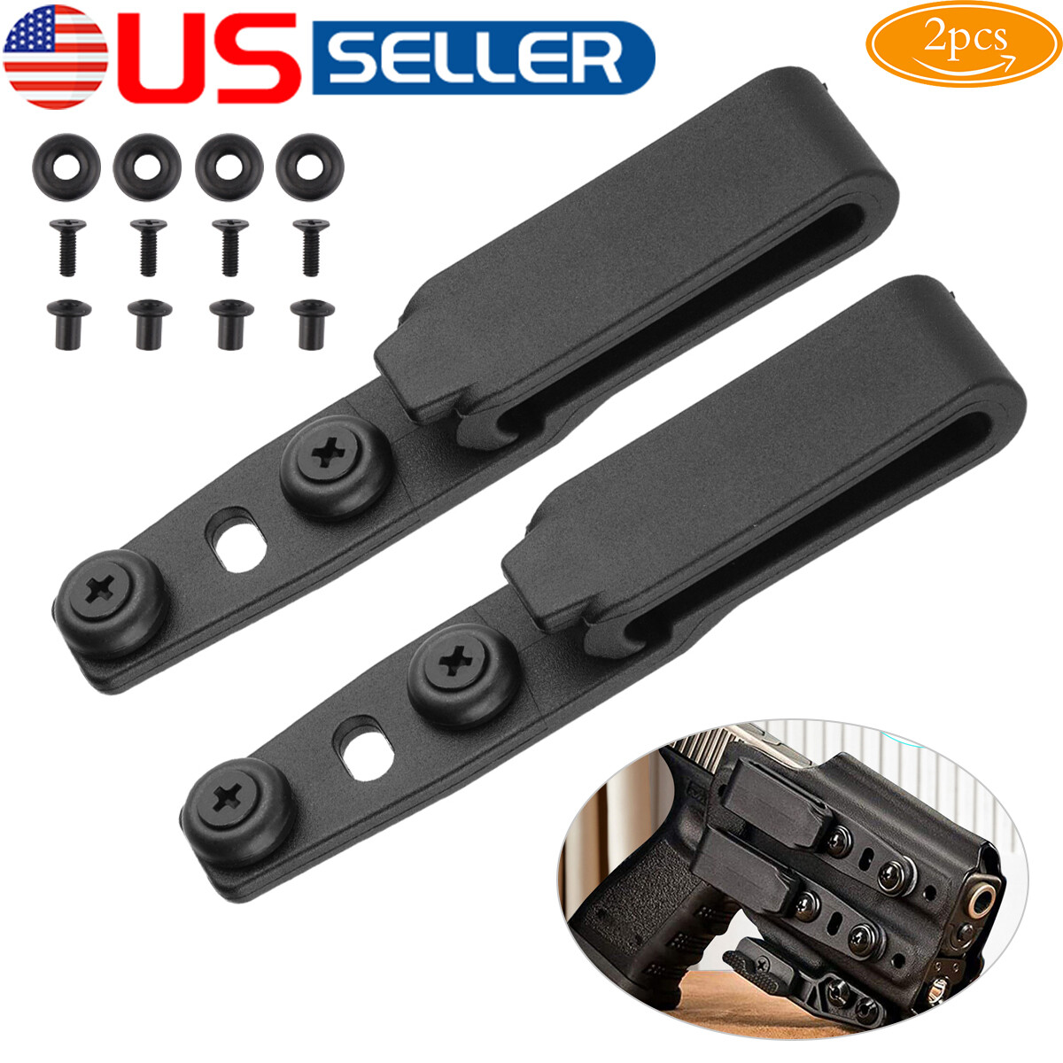 NEW 2 Sets 3-Hole Holster Clip Belt Quick Clips Screw For IWB OWB Kydex ...