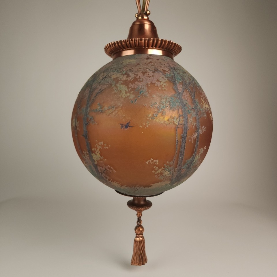 Handel Hanging Light Fixture Antique Arts& Crafts Lamp Birds in Flight ...