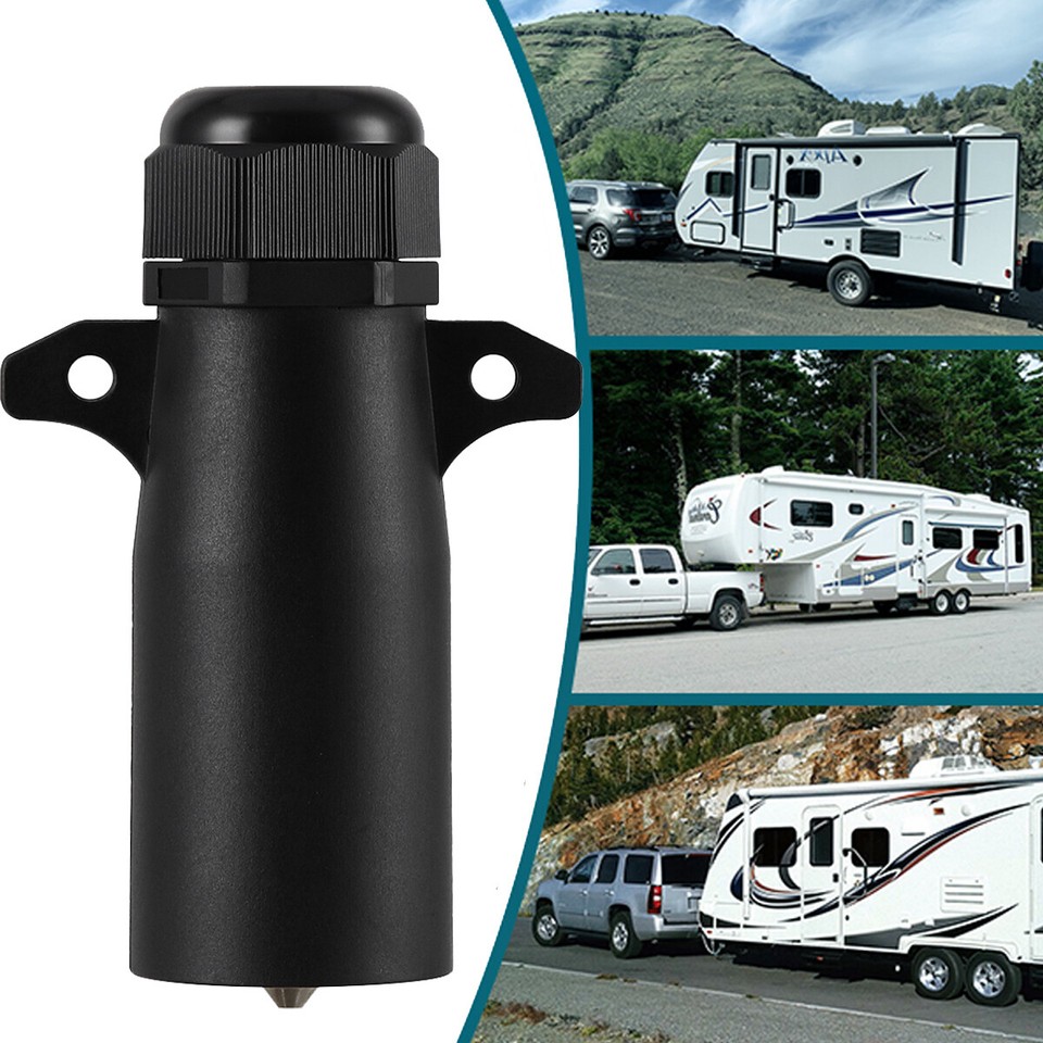 2Pcs 7 Way Round RV Style Trailer Light Plug Connector Replacement End ...
