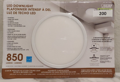 Feit Electric Round LED Downlight 6" 2700K Soft White 8.8W Dimmable 850 ...