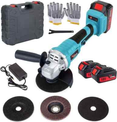 Cordless Angle Grinder Set, 18V Electric Cut-Off Tool/Grinder with 2 ...