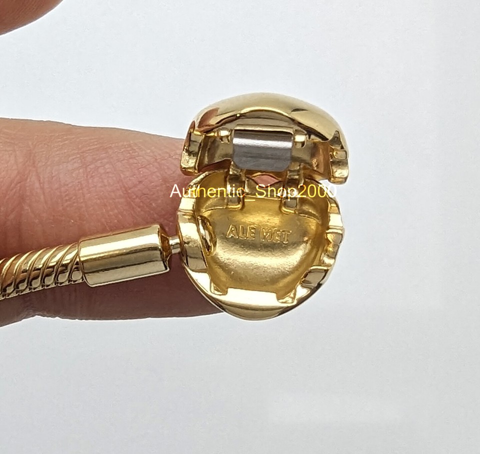 New 100% PANDORA 14k Gold Plated Charm Bracelet with Heart Clasp ...