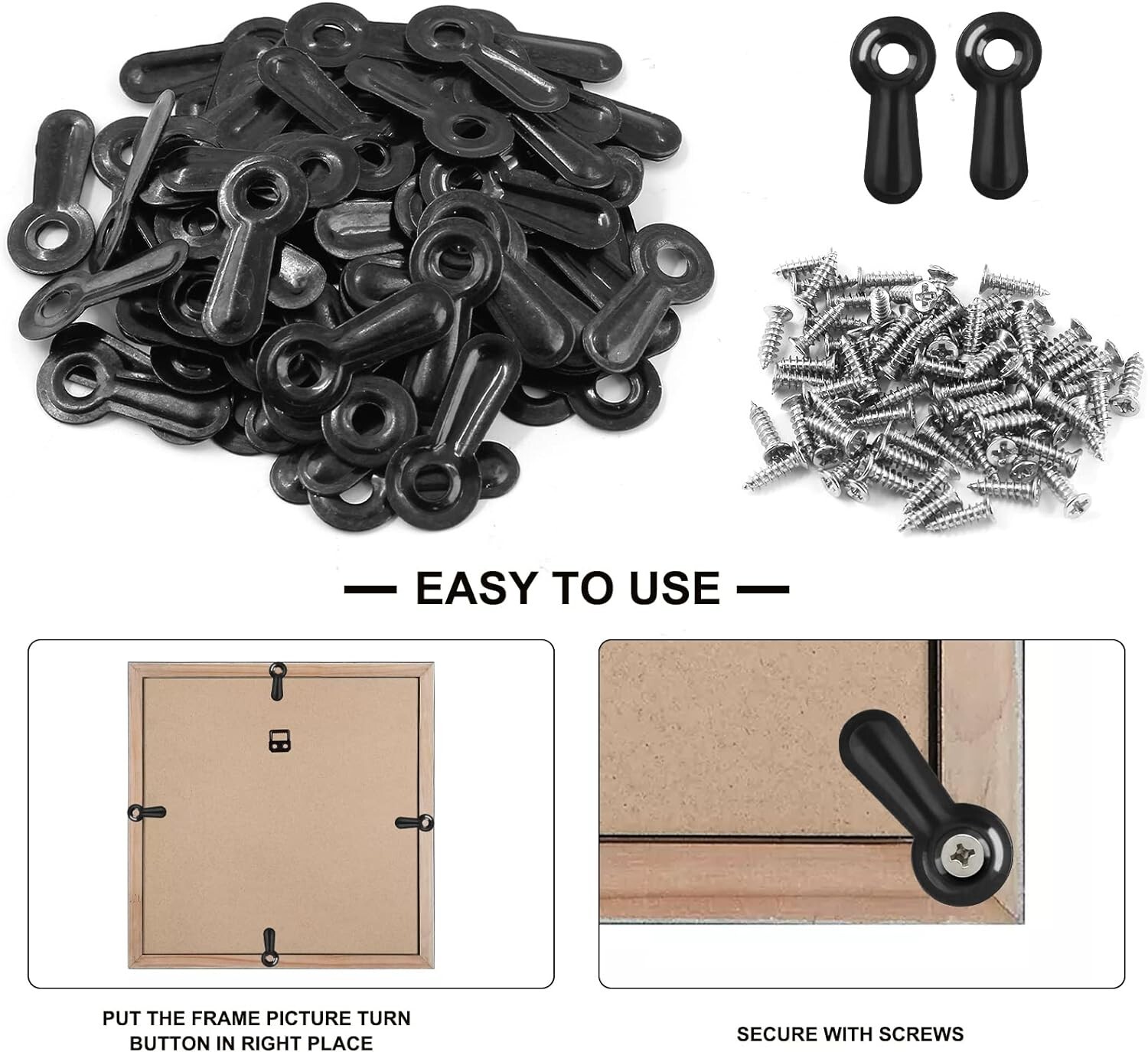 Picture Frame Turn Button Fasteners Set 100 PCS Picture Frame Backing ...