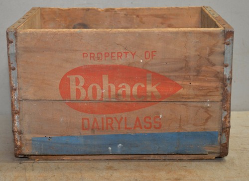 Rare Bohack vintage wooden beer crate Dairylass milk advertising soda ...