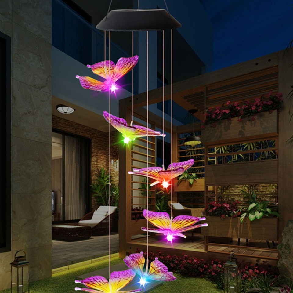 Solar-Powered Butterflies Lamp String LED Light Hanging Decor for ...