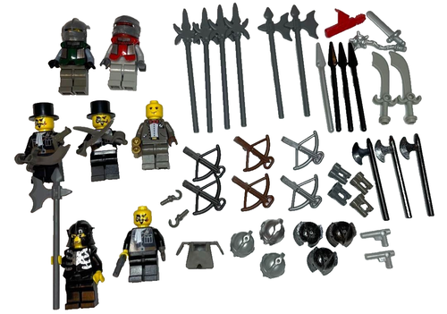 LEGO Minifigure Lot Castle Weapon Accessories Halberds Spears Axes Bows ...