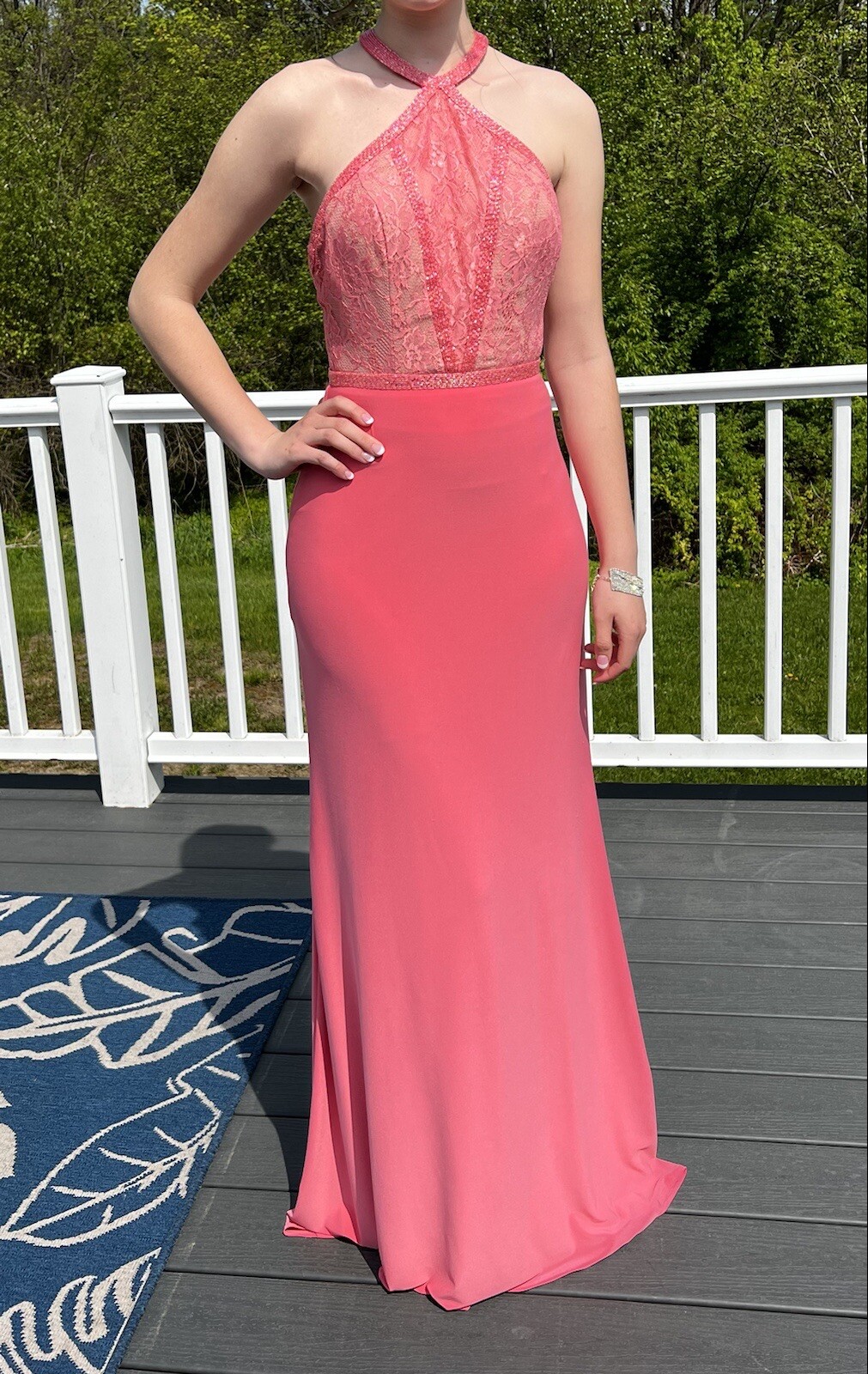 Sherry Hill prom dress,Long, Halter. Fitted Jersey D… - Gem